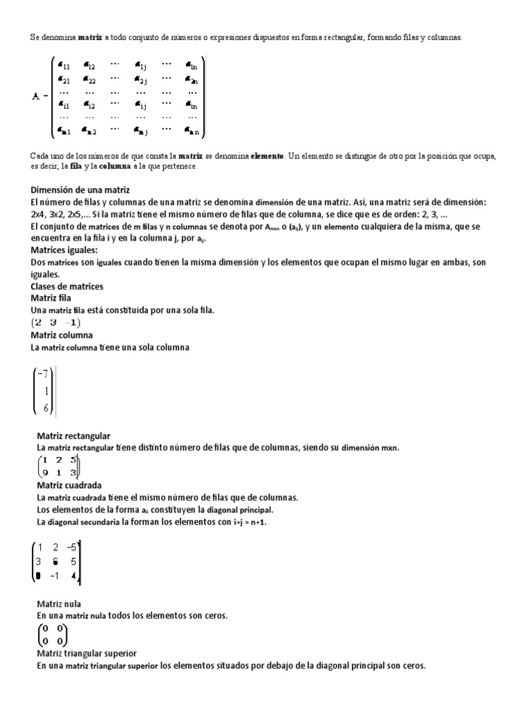 Matriz | PDF | Matriz (Matemáticas) | Análisis funcional