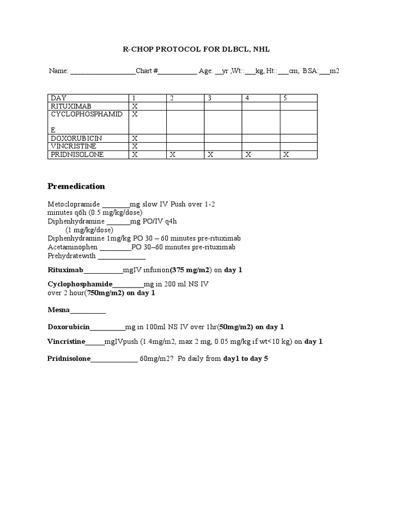R-Chop Protocol For NHL | PDF | Wellness