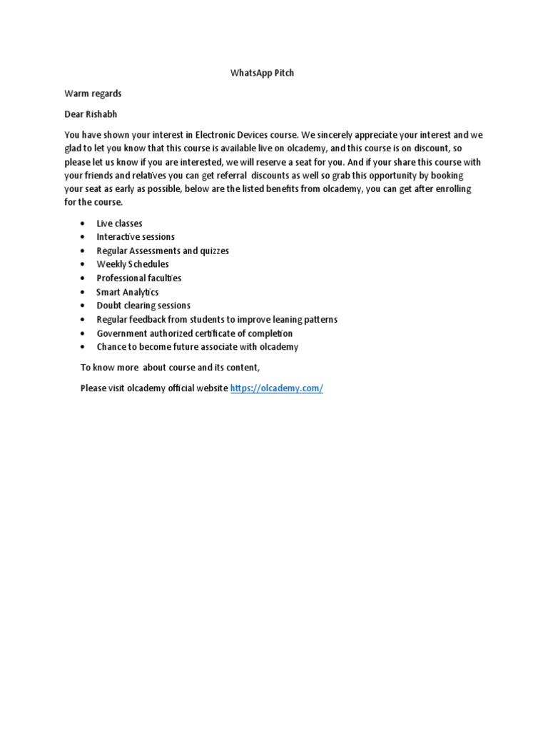 WhatsApp Pitch 3 For Students Onboarding | PDF | Career & Growth