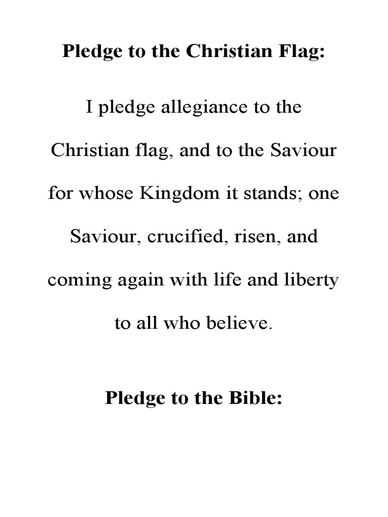 The Pledge To Christian Flag Bible And Flag