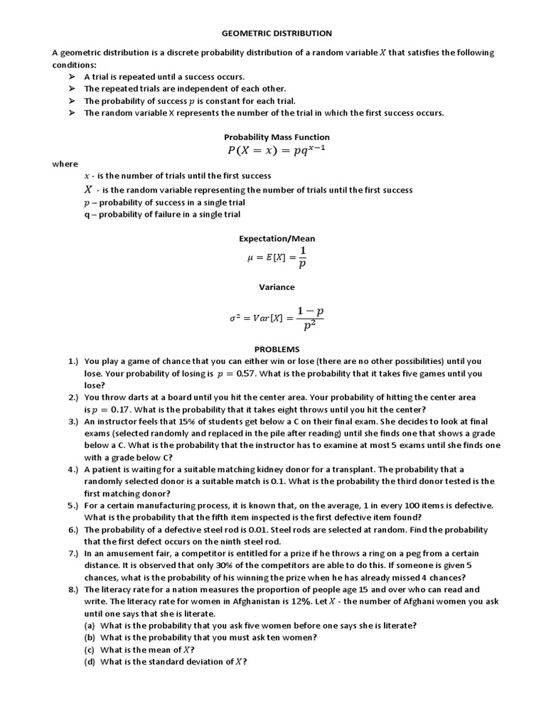Geometric Distribution & Problems | PDF | Measure Theory | Statistical ...