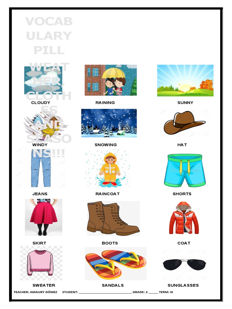 Weather and Clothing Vocabulary | PDF