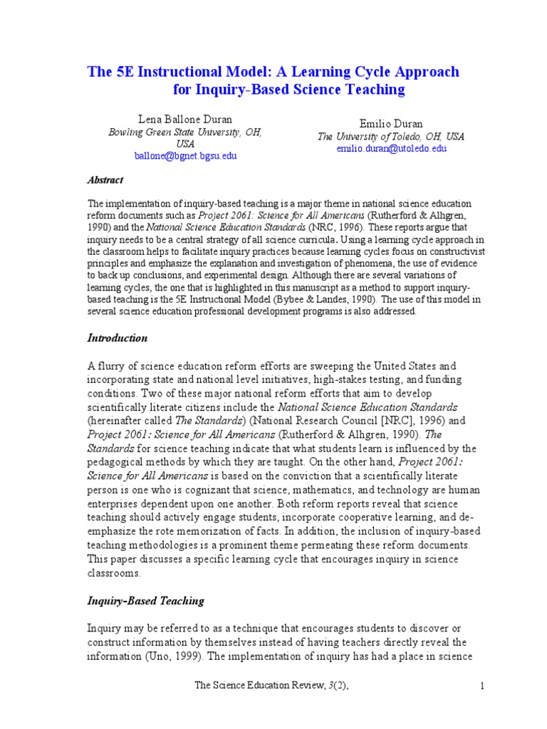 5 E Instructional Model | PDF | Inquiry Based Learning | Teachers