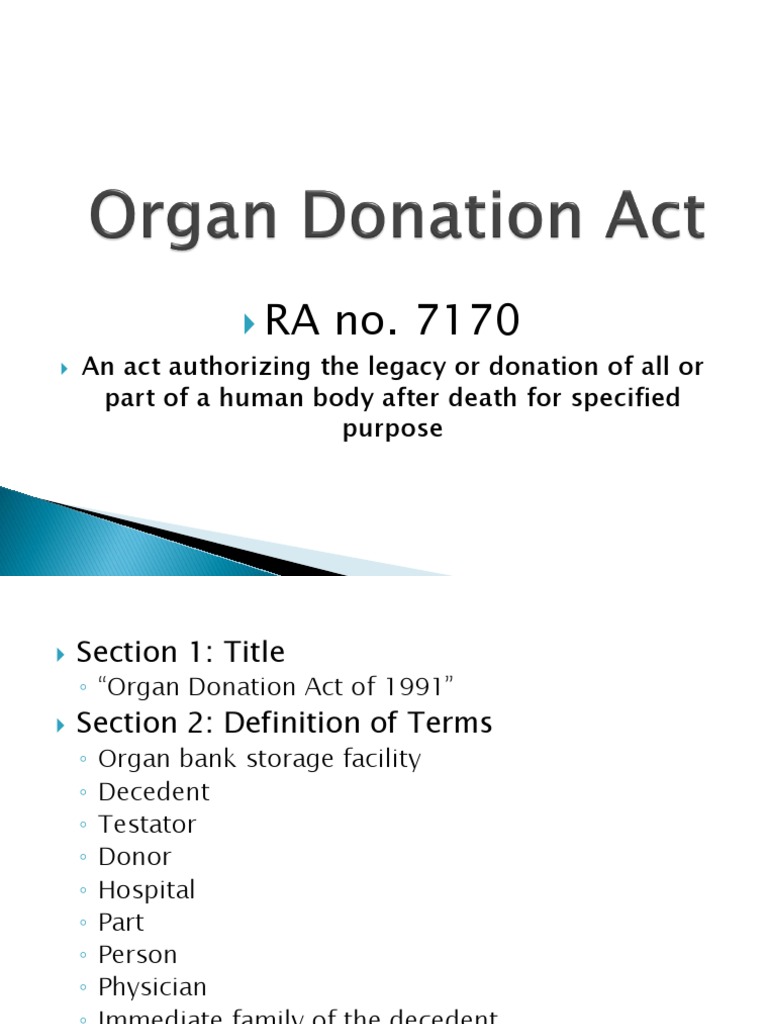 Organ Donation Act 1@ | PDF | Will And Testament | Organ Donation