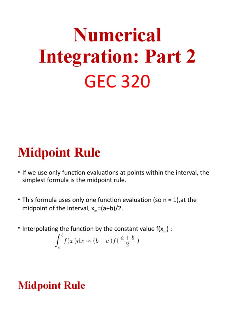 Numerical Integration (Continuation) | PDF | Teaching Methods & Materials
