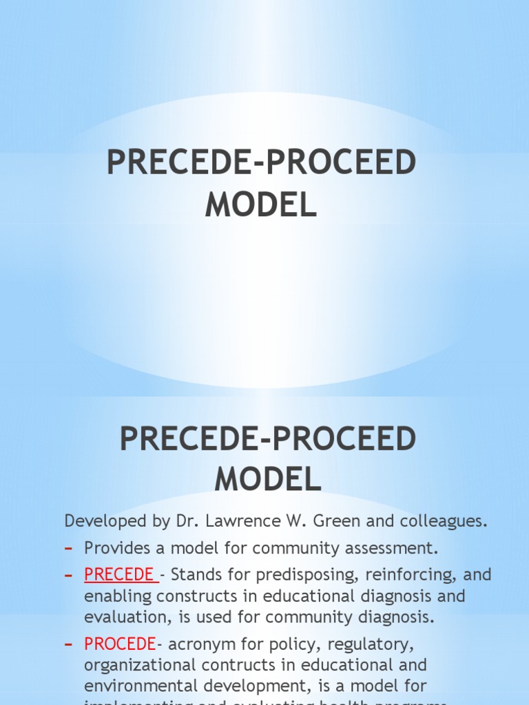 Precede-Proceed Model My | PDF | Psychological Concepts | Behavioural ...