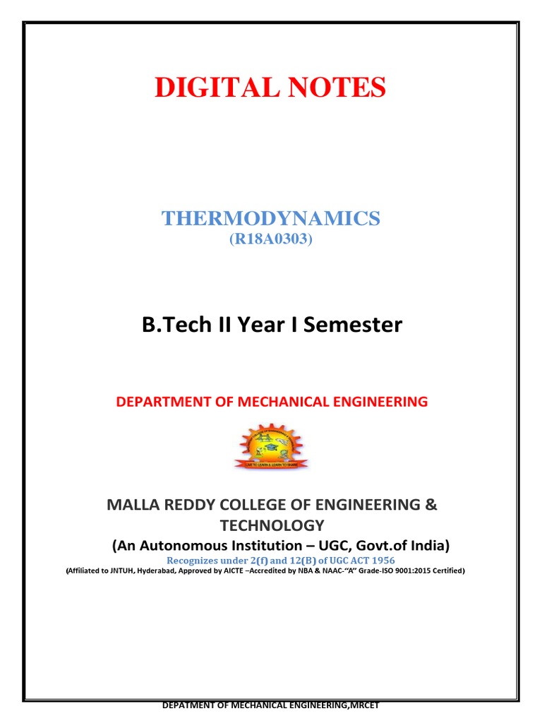 Thermodynamics Notes PDF | PDF | Heat | Thermodynamic Equilibrium