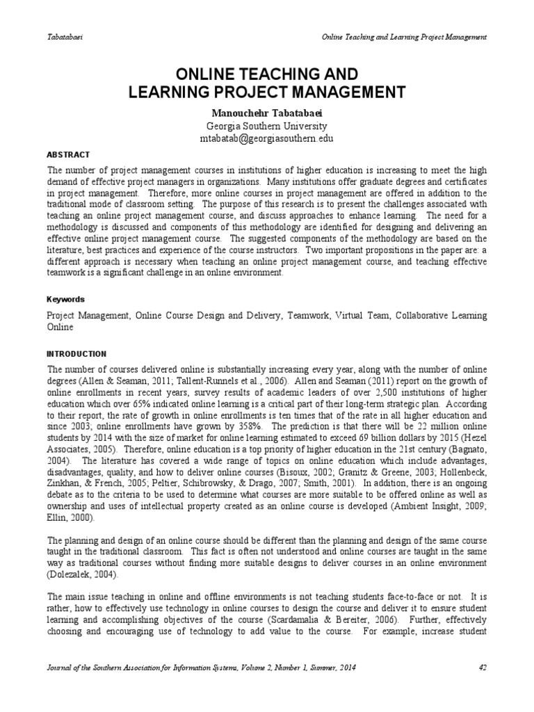 Online Project Management Course Design | PDF | Educational Technology ...