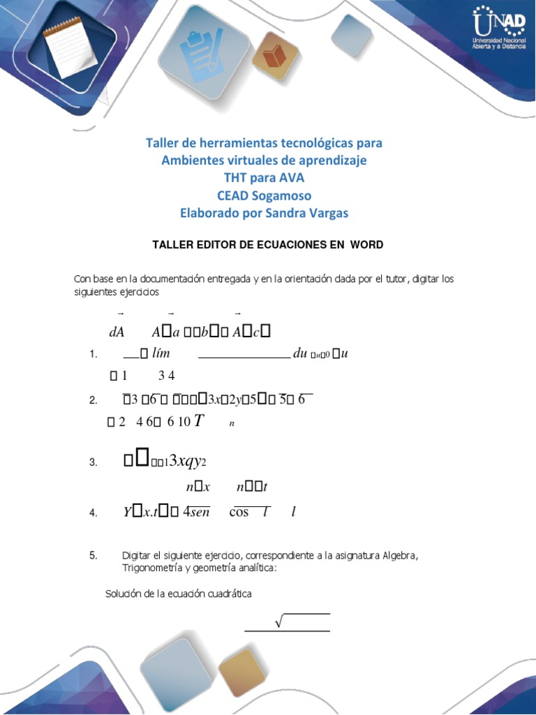 Taller Editor de Ecuaciones Word | PDF | Ciencia y matemáticas ...