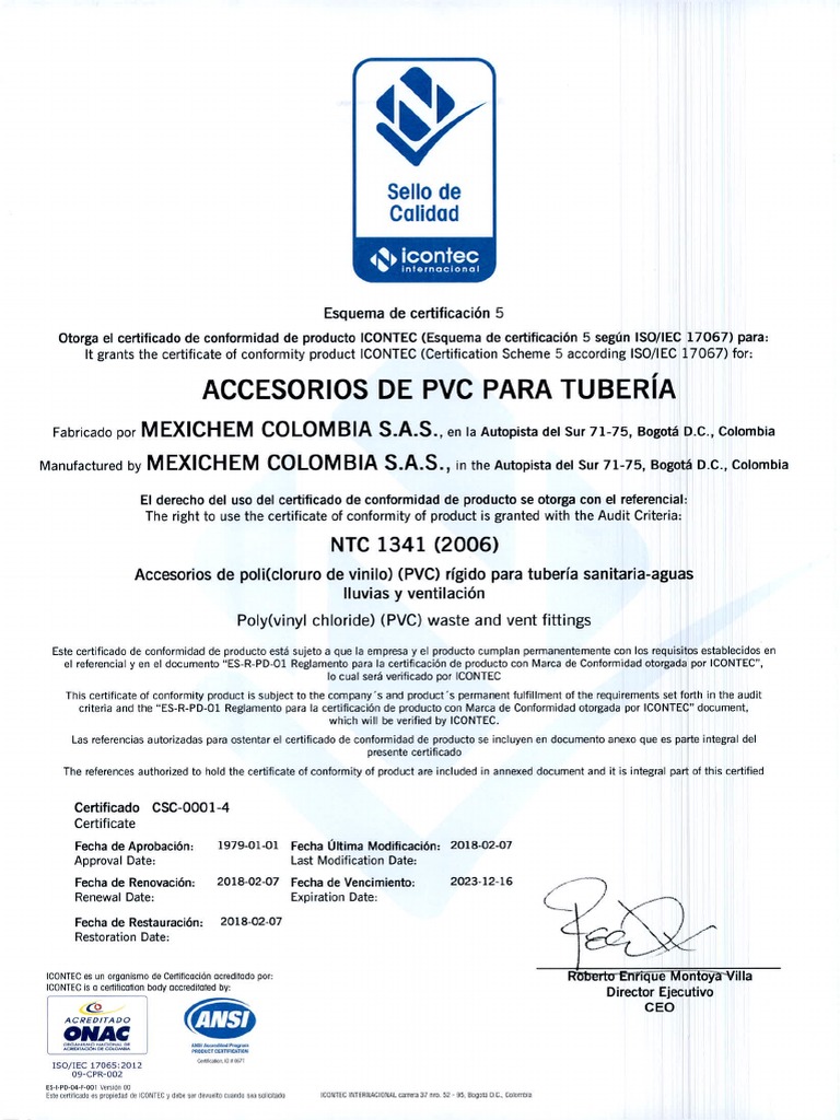 Accesorios de PVC Tuber A Sanitaria - Aguas Lluvia y Ventilaci N Pavco - NTC 1341 PDF | PDF