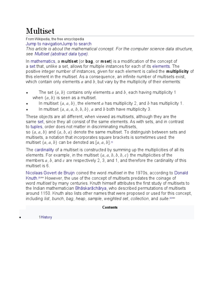 Multiset: Multiset (Abstract Data Type) | PDF | Philosophy | Science ...