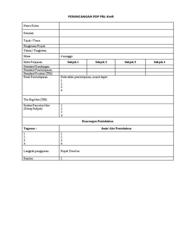 Template Perancangan PBL | PDF