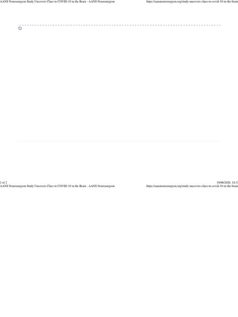 AANS Neurosurgeon Study Uncovers Clues To COVID-19 in The Brain - AANS ...