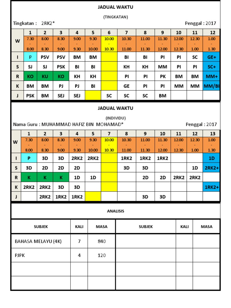 Jadual Waktu | PDF