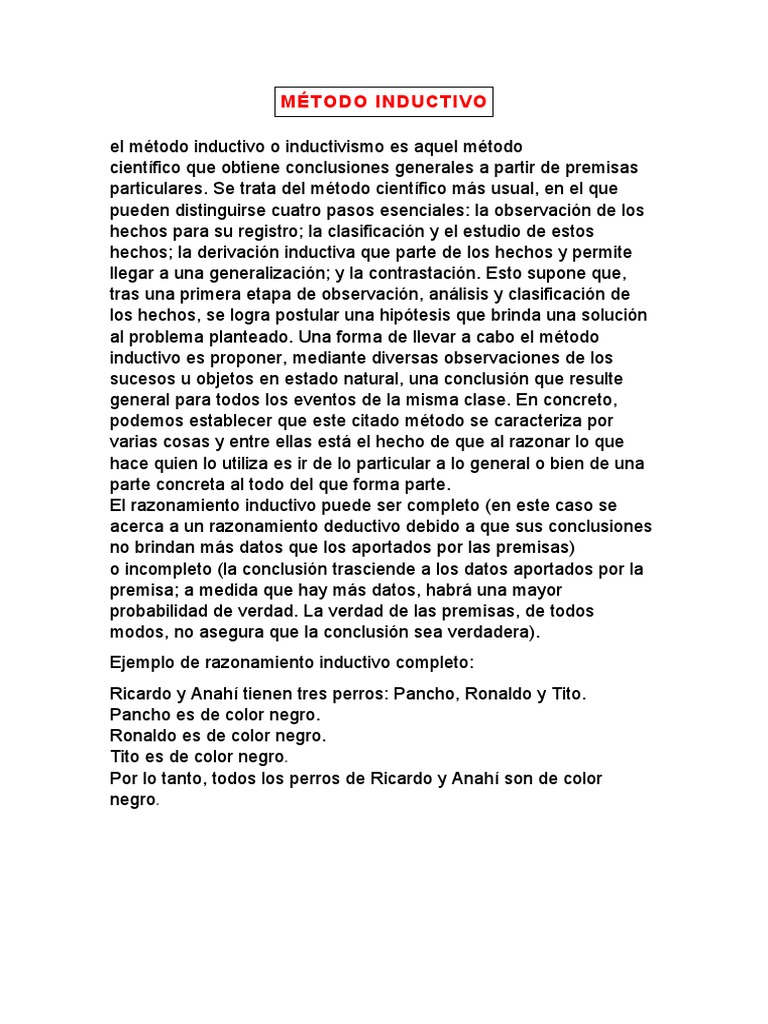 Método Inductivo | PDF | Razonamiento inductivo | Metodología filosófica