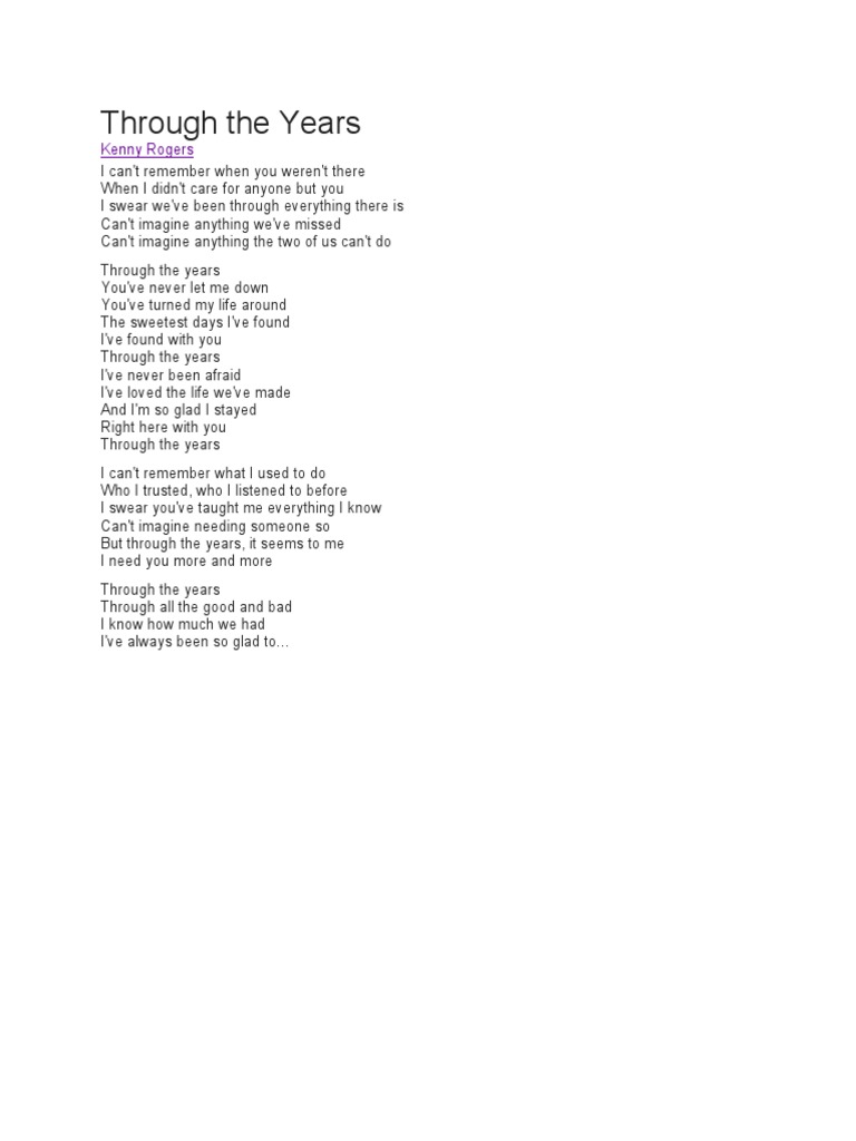 Lyrics Through The Years | PDF | Home & Garden | Poetry
