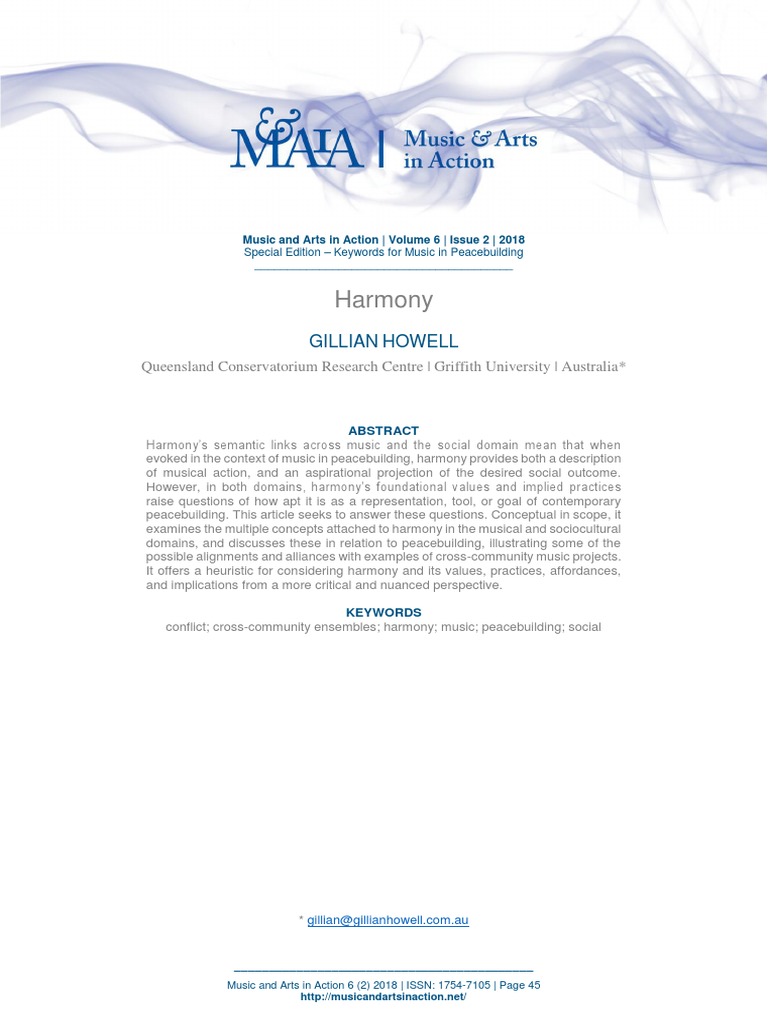 Harmony: Gillian Howell | PDF | Peacebuilding | Harmony