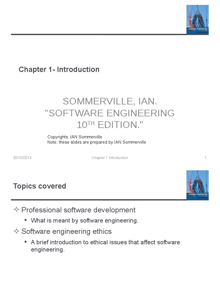 Sommerville, Ian. "Software Engineering 10 Edition.": Chapter 1 ...