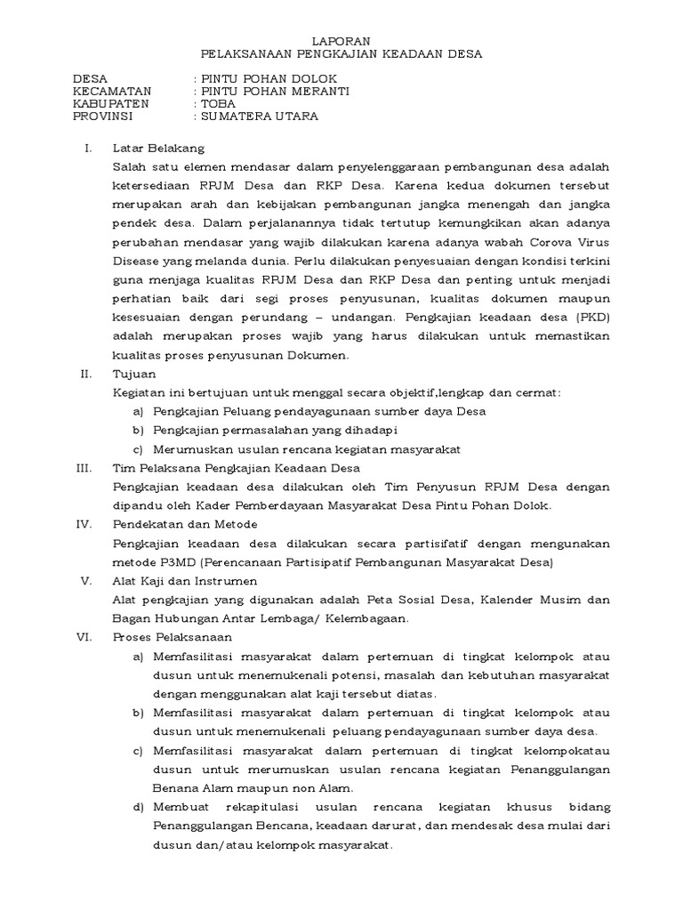 Lampiran Laporan Pengkajian Desa | PDF | Ilmu Sosial | Teknologi & Rekayasa