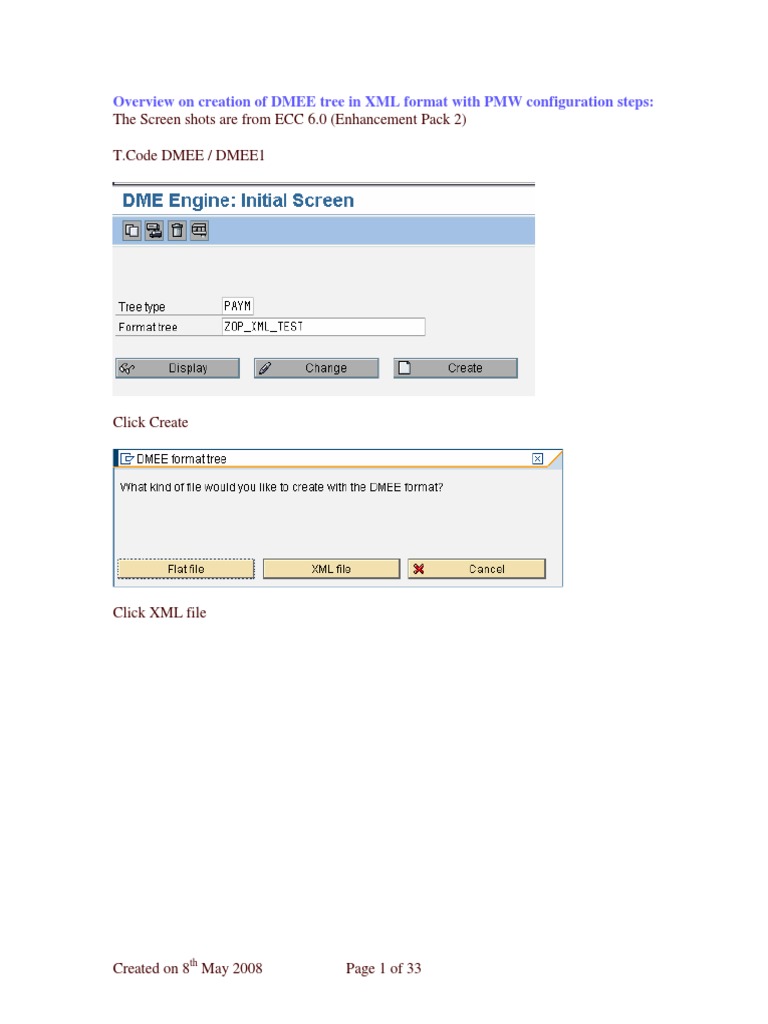 Overview On DMEE Tree With PMW Config Steps | PDF | Invoice | Xml