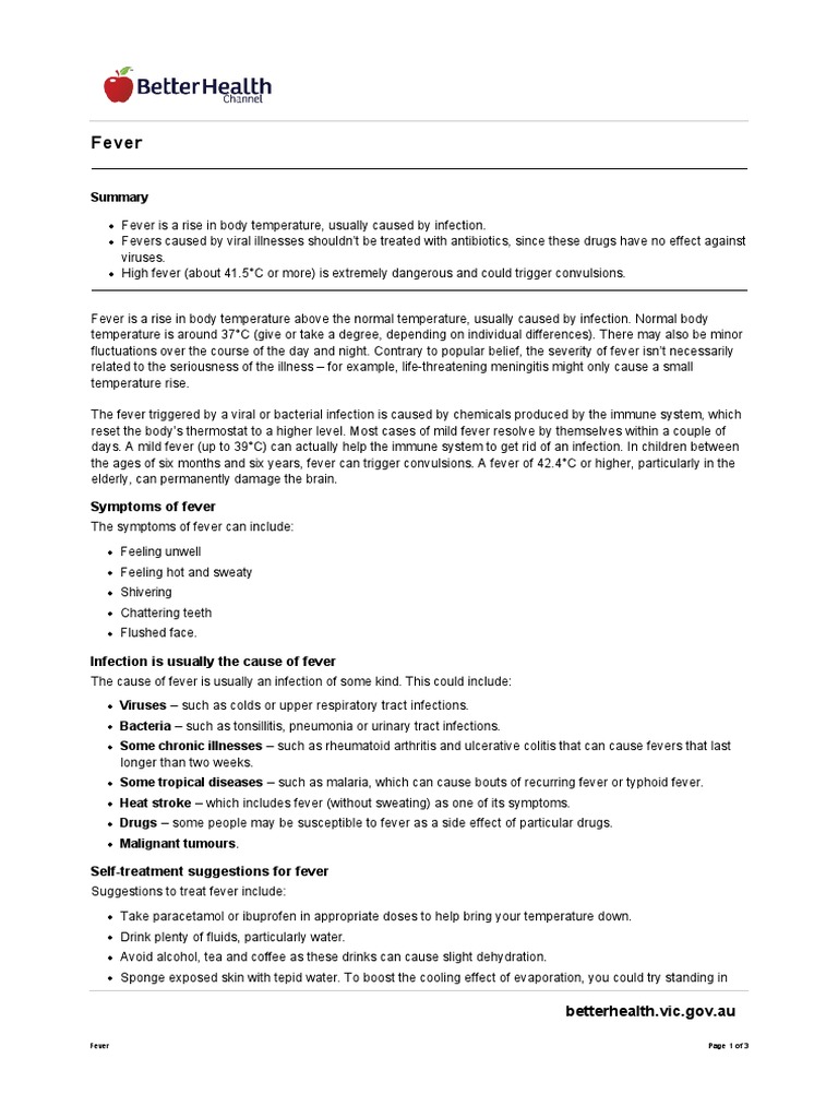 Fever PDF | PDF | Fever | Infection