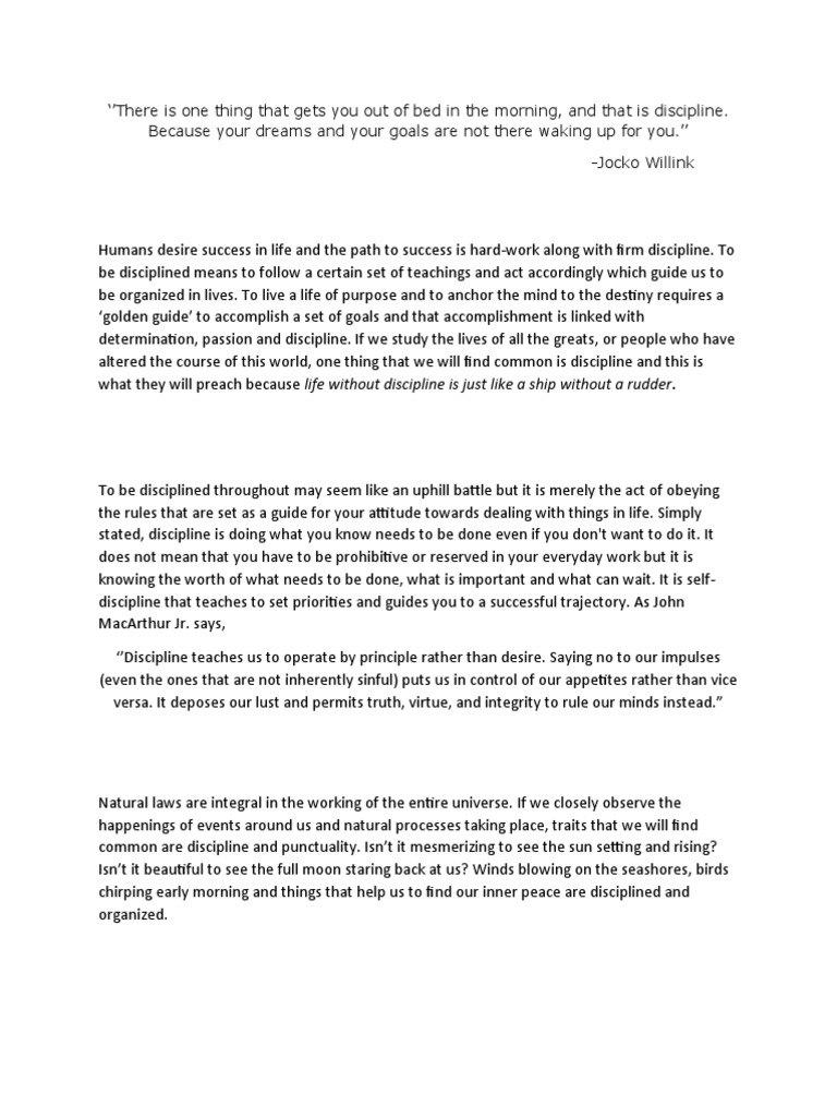 Life Without Discipline Is Like A Ship Without A Rudder | PDF ...