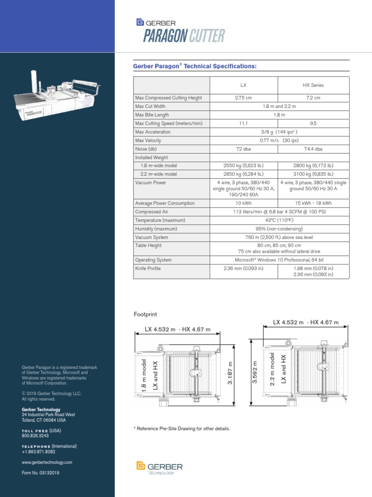 EN - Gerber Paragon Technical Spec Sheet PDF | PDF | Applied And Interdisciplinary Physics ...