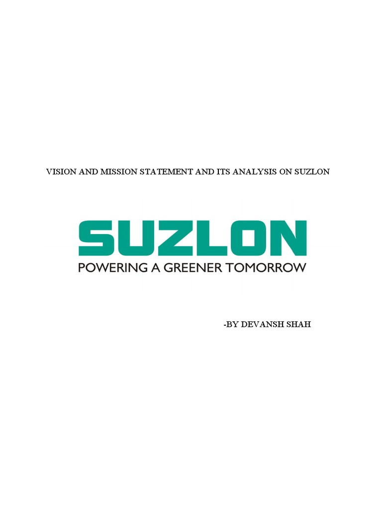 Vision and Mission Statement and Its Analysis On Suzlon | PDF | Nature | Economies