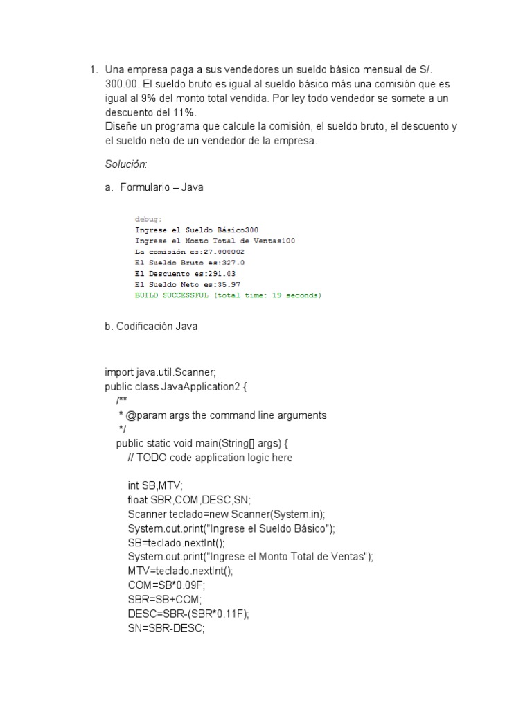 Práctica Nro. 01 - JAVA - B | PDF | Programación de computadoras ...