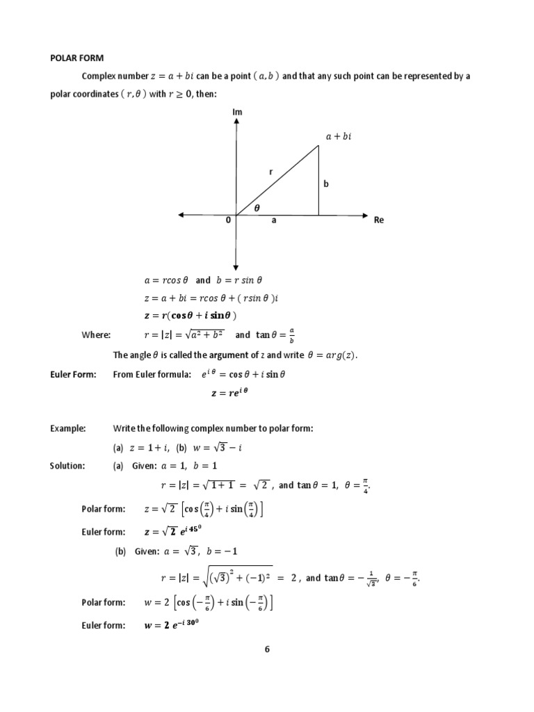 Polar and Euler forms of complex numbers | PDF | Complex Number | Trigonometric Functions
