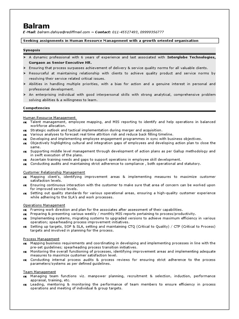 Balram Resume | PDF | Human Resources | Human Resource Management