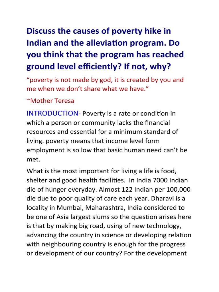 Poverty In India Pdf Poverty Poverty Homelessness