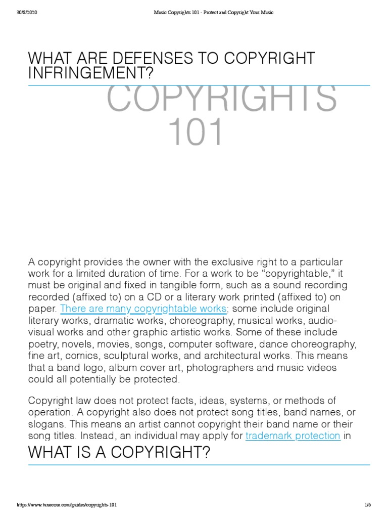 Music Copyrights 101 - Protect and Copyright Your Music | PDF ...