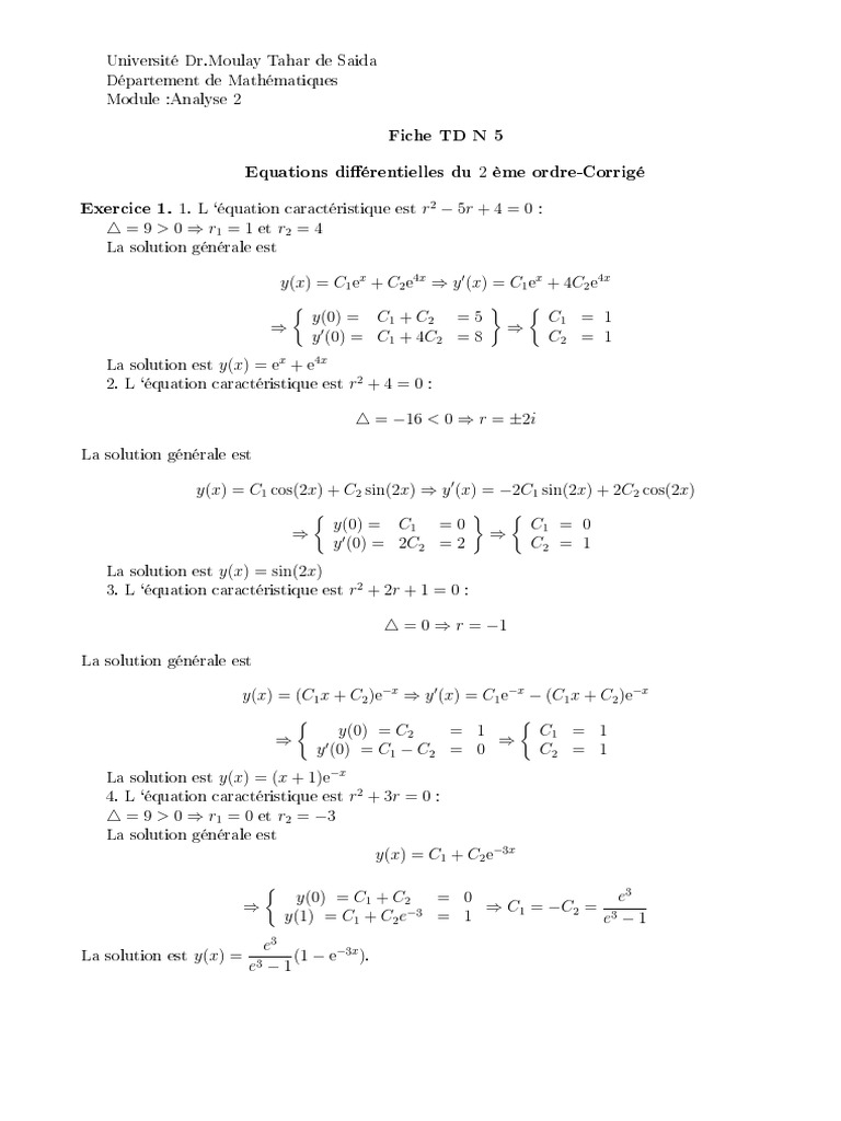 Corrigé TD5 | PDF | Zéro d'une fonction | Analyses