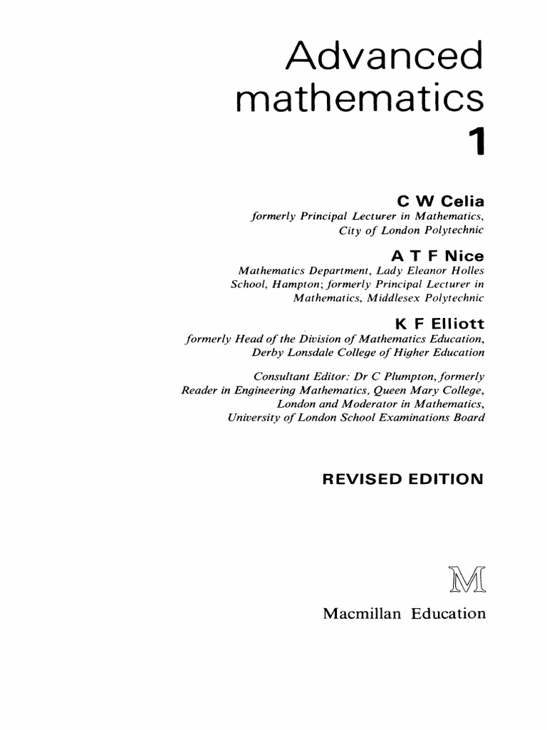 Advanced Mathematics 1: C W Celia | PDF | Trigonometric Functions | Sine
