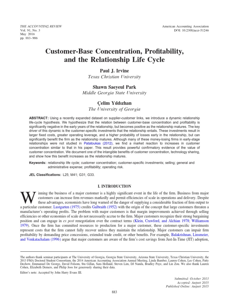 2016 - Customer-Base Concentration, Profitability, and The Relationship ...