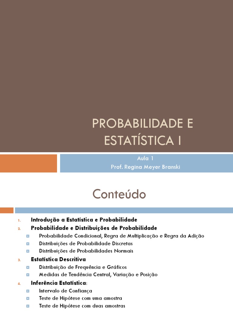 Probabilidade - Aula 1 - Introdução Estatística e Probabilidade | PDF ...