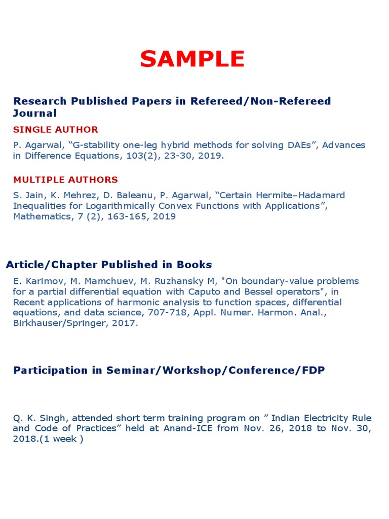 Sample: Research Published Papers in Refereed/Non-Refereed Journal | PDF