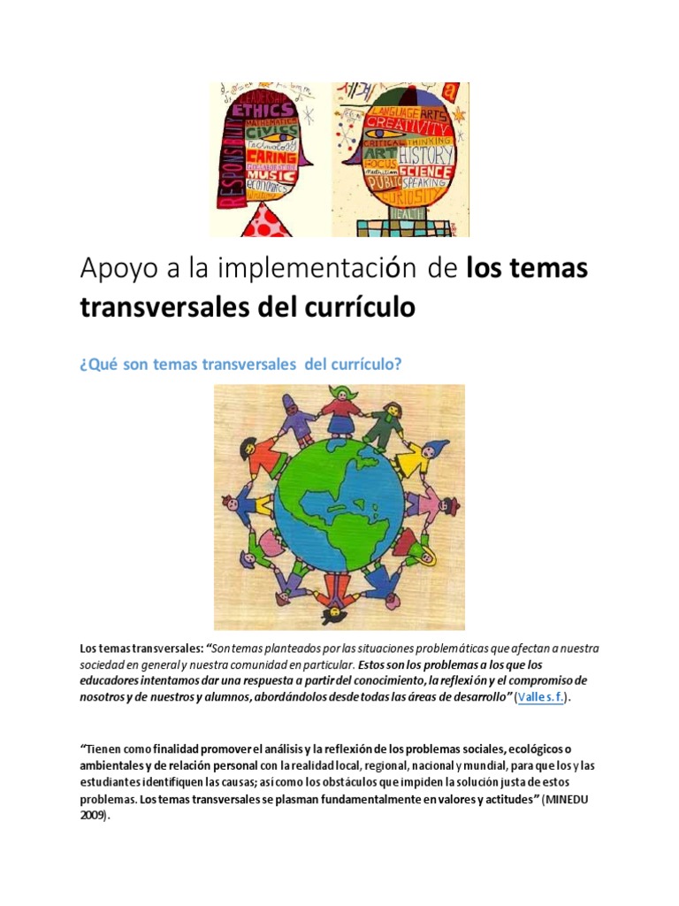 Apoyo A La Implementación de Los Temas Transversales Del Currículo ...