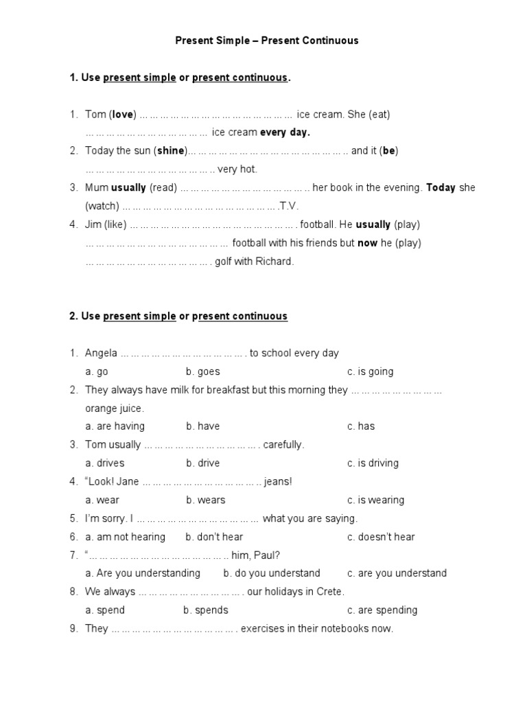 Present Simple - Present Continuous | PDF