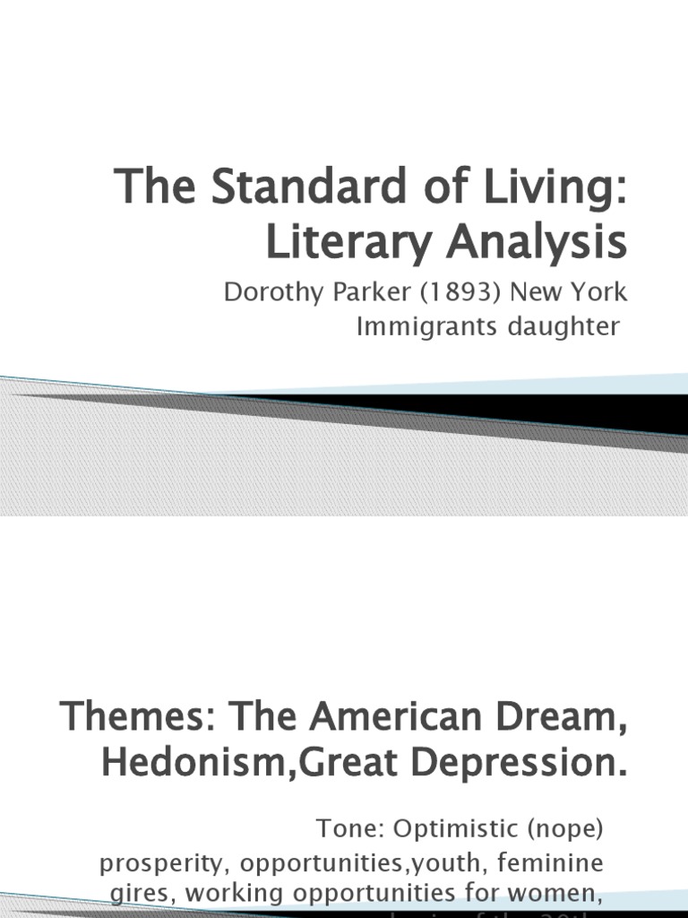 Dorothy Parker's "The Standard of Living" | PDF | Classics | General ...