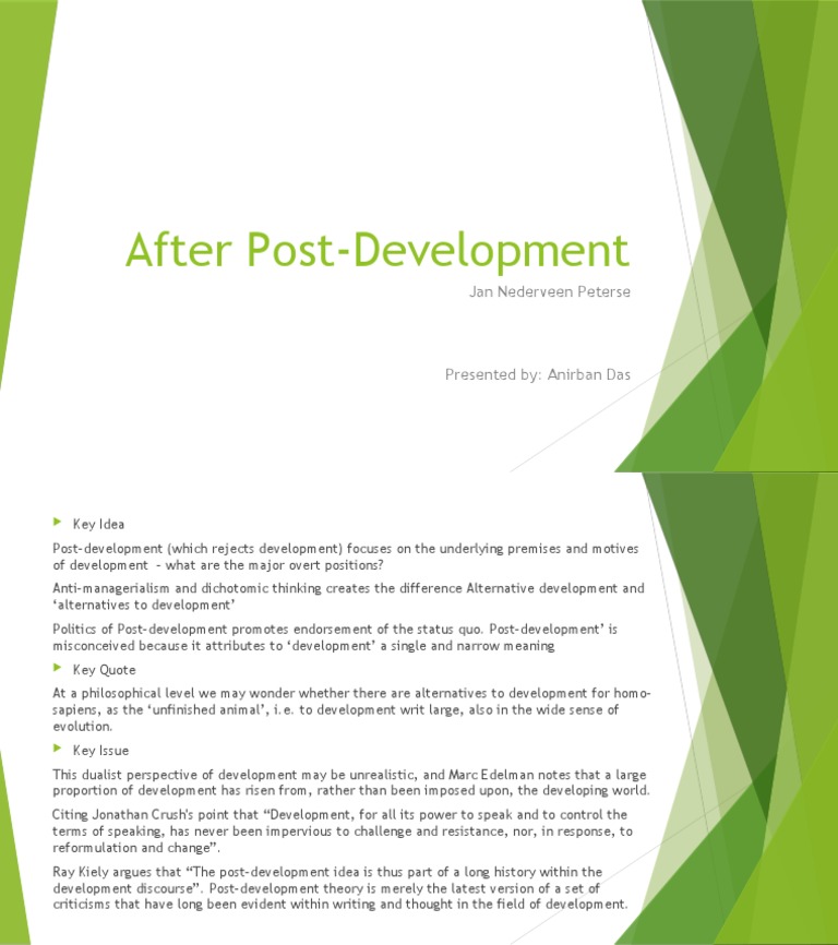 After Post-Development: Jan Nederveen Peterse | PDF