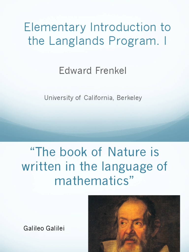 Frenkel Introduction To Langlands Program | PDF | Group (Mathematics) | Symmetry