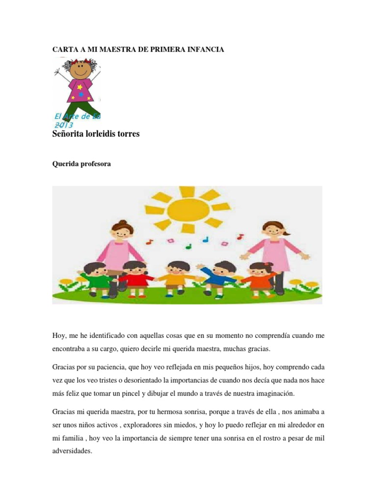 Carta de agradecimiento a mi maestra | PDF | Relaciones personales ...