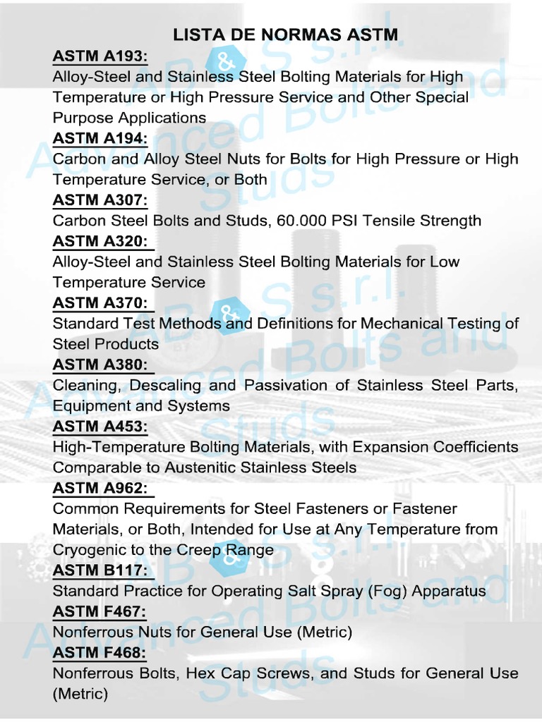 Lista De Normas Da Astm Pdf