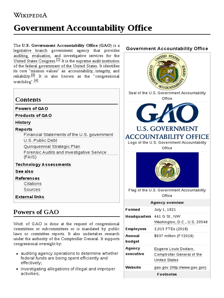 Government Accountability Office | PDF | Government Accountability ...