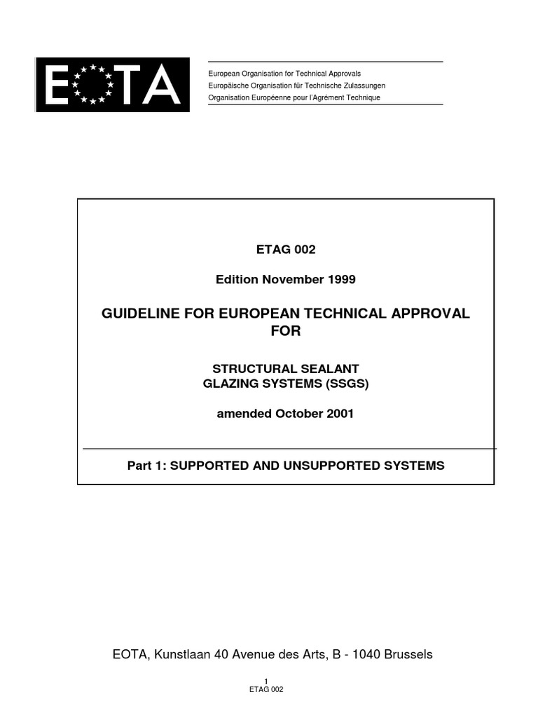 Guideline For European Technical Approval FOR: ETAG 002 Edition ...