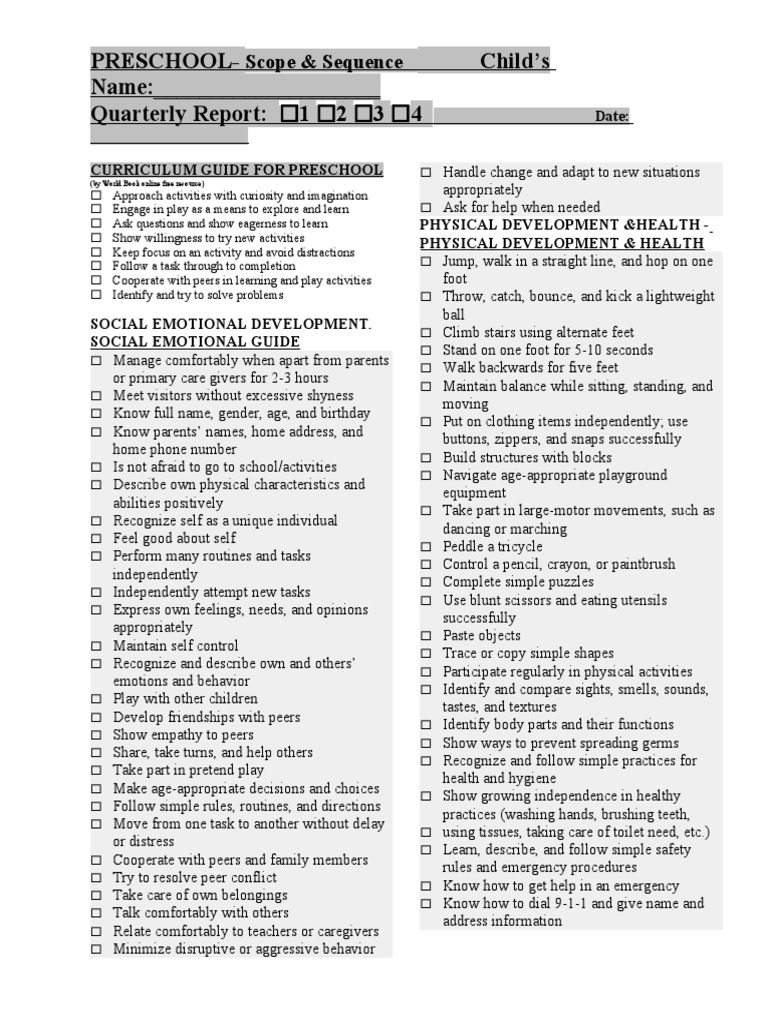 Preschool Scope and Sequence - World Book | PDF | Word | Science