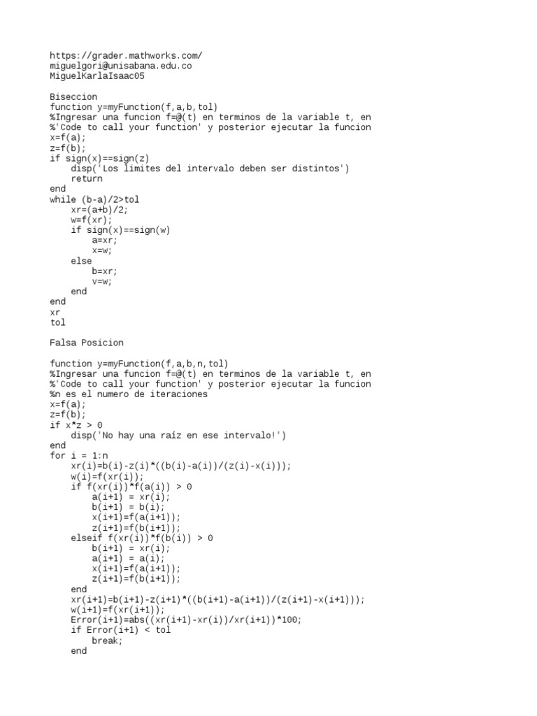 Codigos Matlab | PDF | Programación de computadoras | Enseñanza de ...