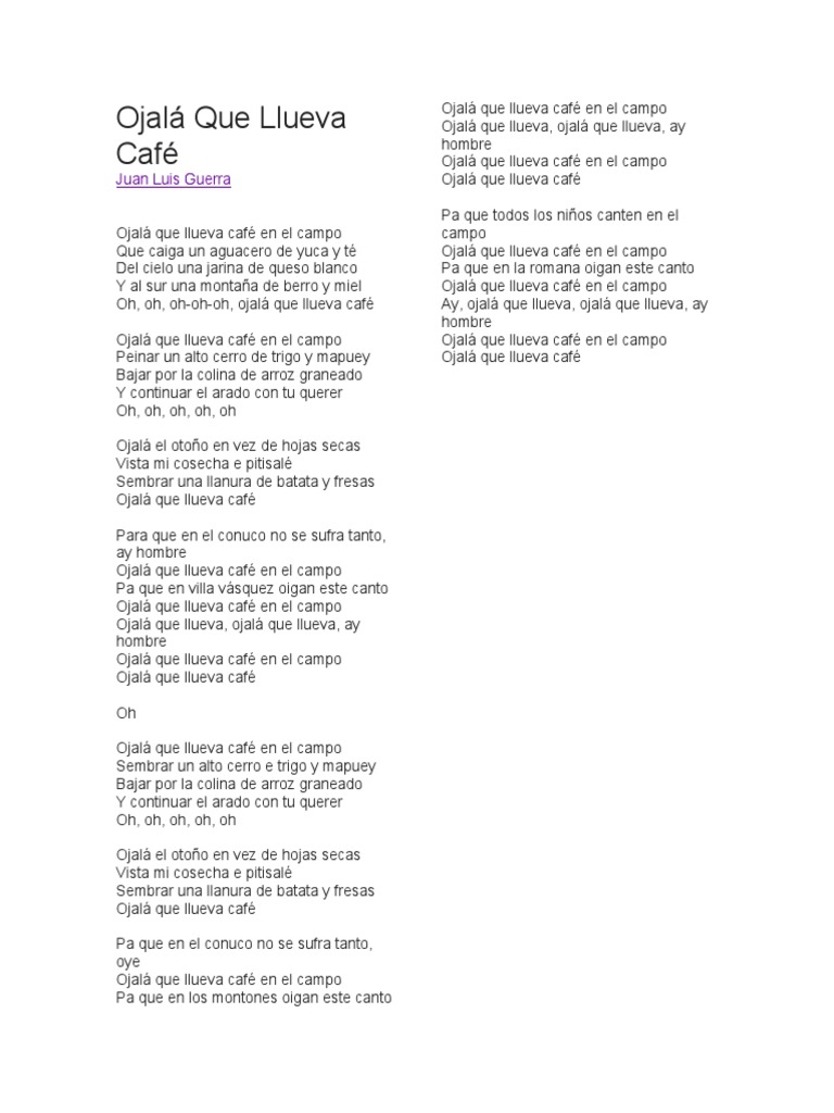 Ojalá Que Llueva Café | PDF